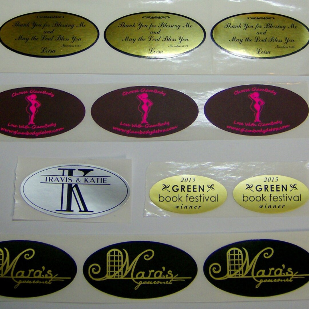 500 Printed Oval Labels, Custom 1-color Stickers, on a Roll (choose ...