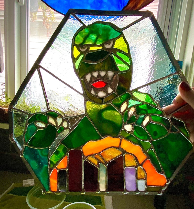 Godzilla Stained Glass Panel Creature Feature Monsters - Etsy Canada