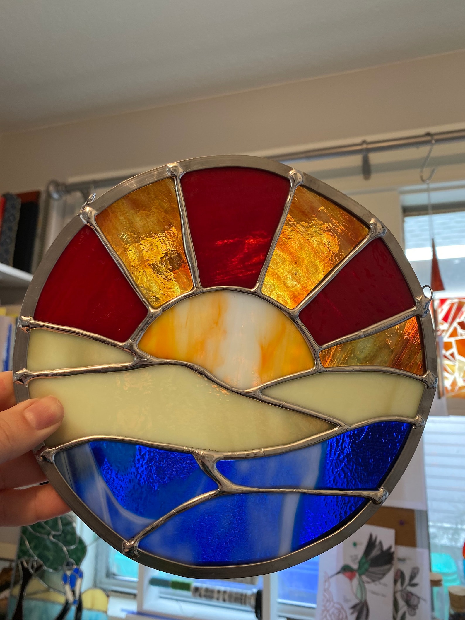 Stained Glass Sunset Landscape - Etsy