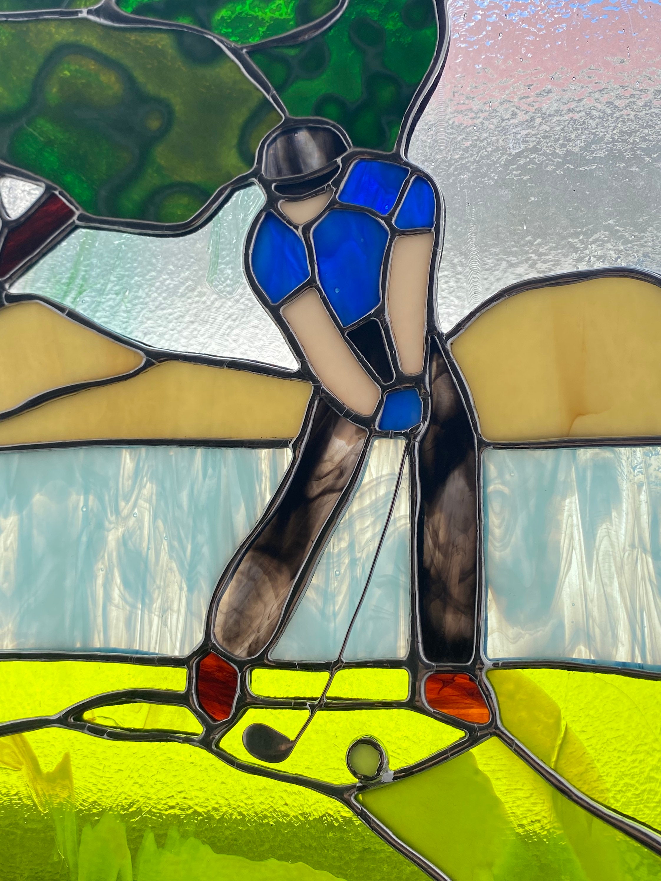 Golfers Paradise Stained Glass Panel | Etsy