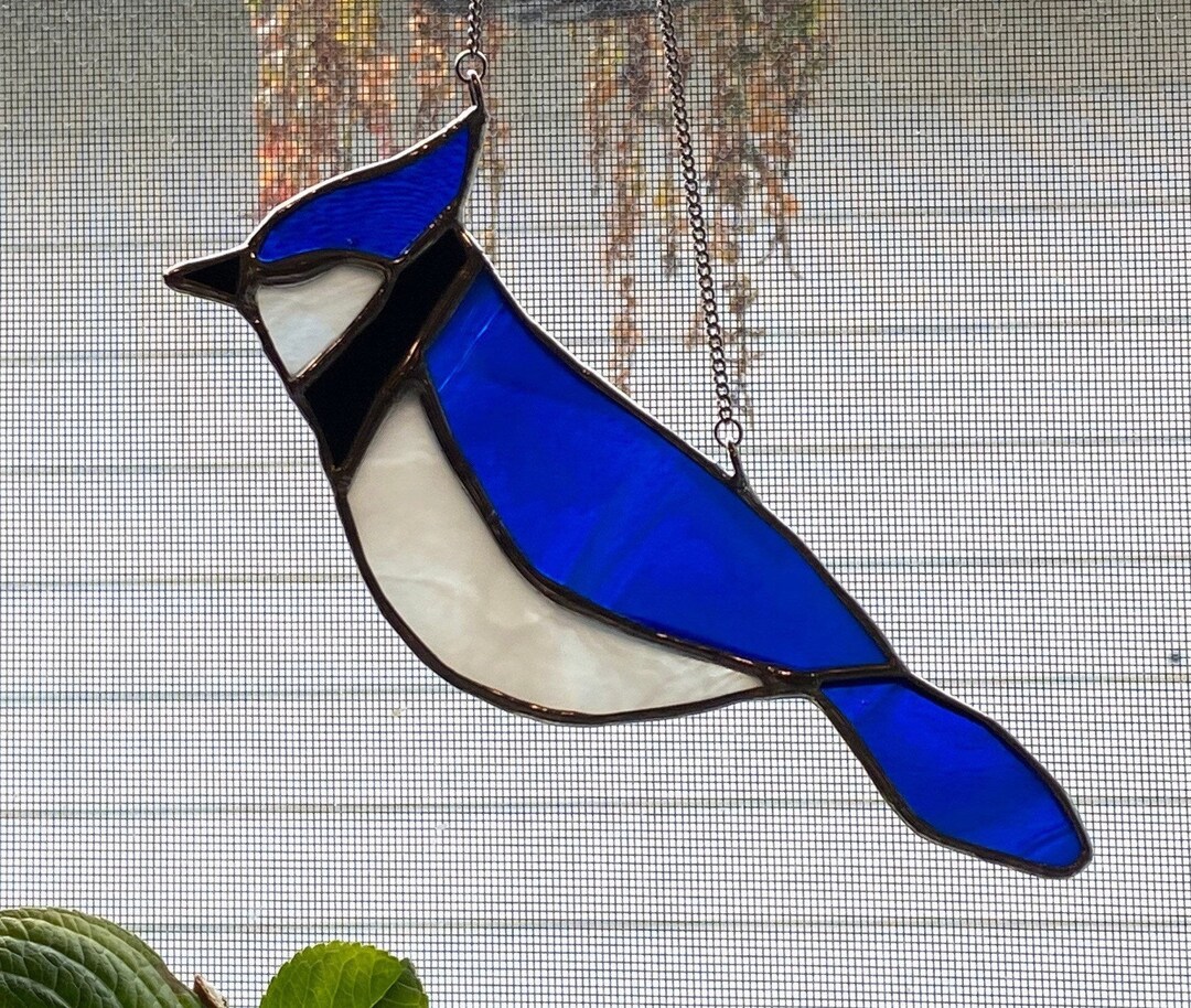Blue Jay Stained Glass Suncatcher - Etsy