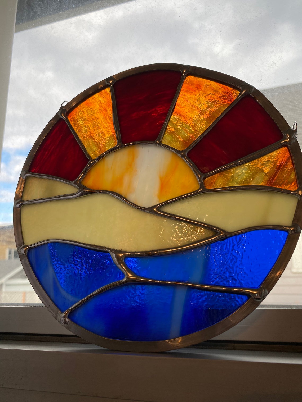 Stained Glass Sunset Landscape - Etsy