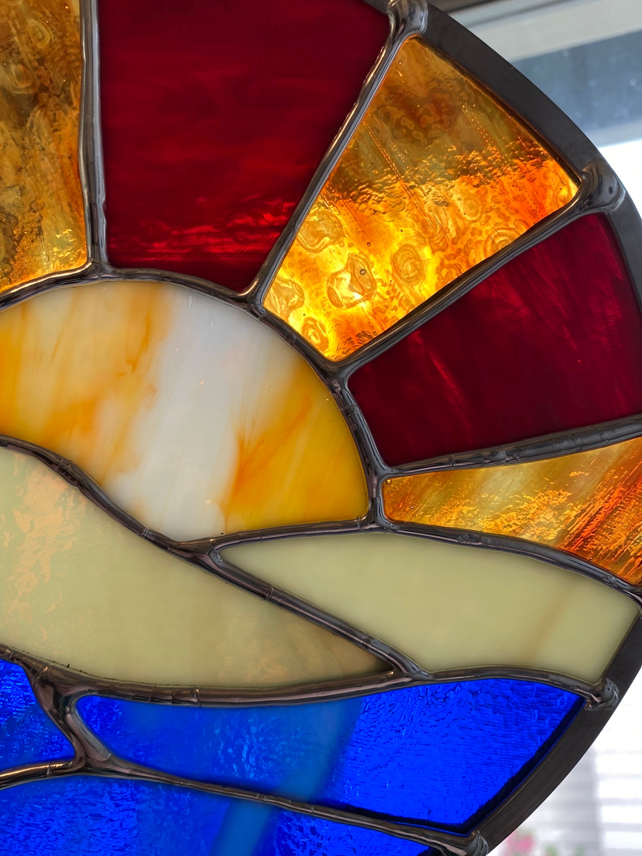 Stained Glass Sunset Landscape - Etsy