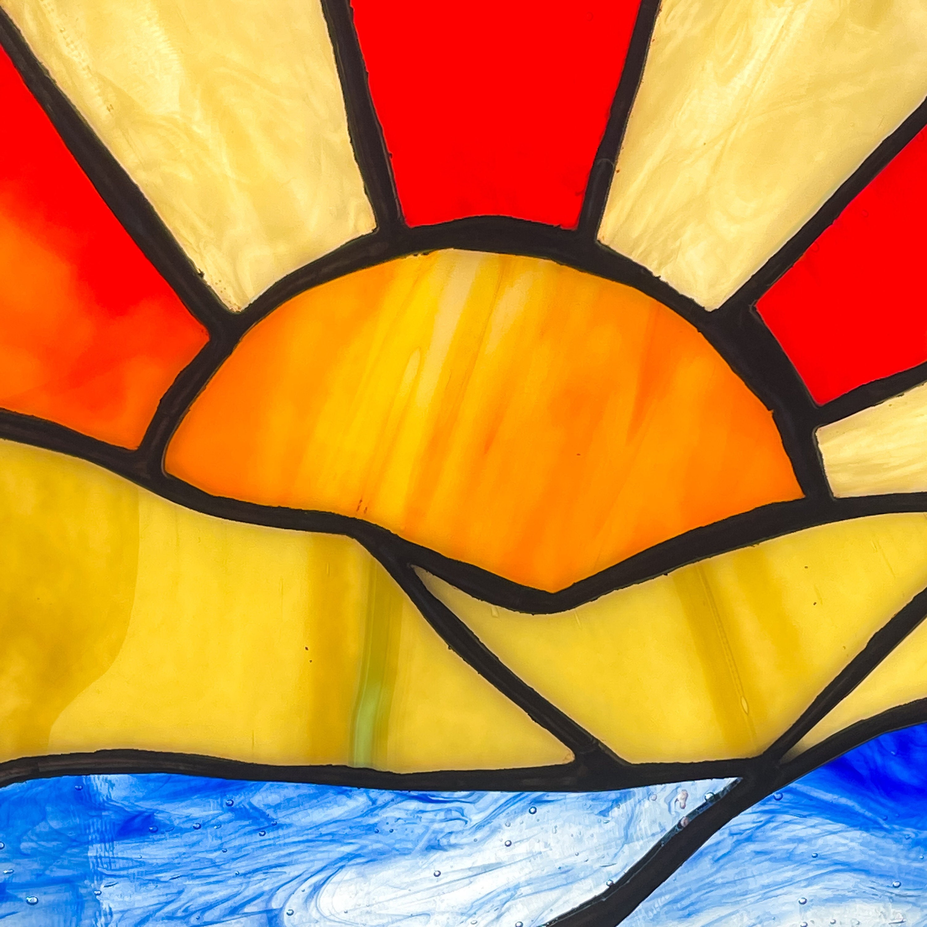 Stained Glass Sunset Landscape | Etsy