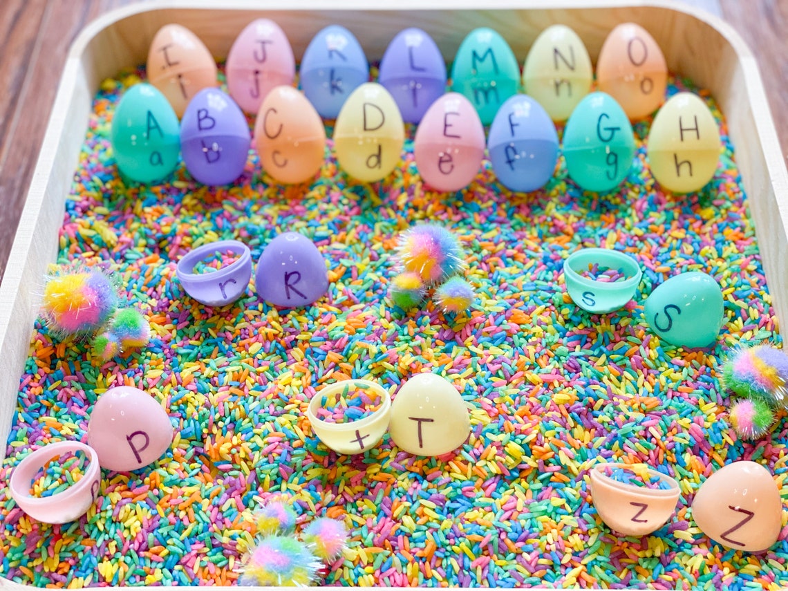 Easter Alphabet Sensory Bin Uppercase and Lowercase Learning - Etsy