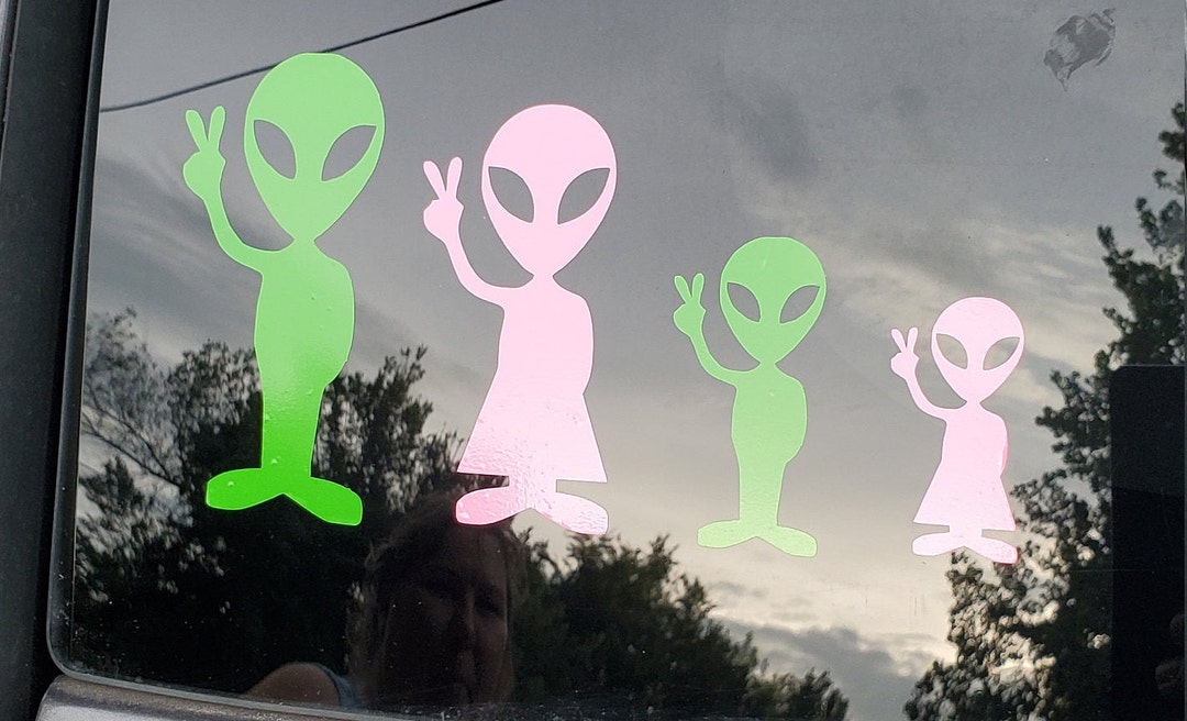 Alien Peace Family Vinyl Window Stick Ons Show Your Alien - Etsy