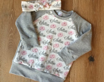 Personalized Raglan Tee with matching Headband in Organic | Etsy