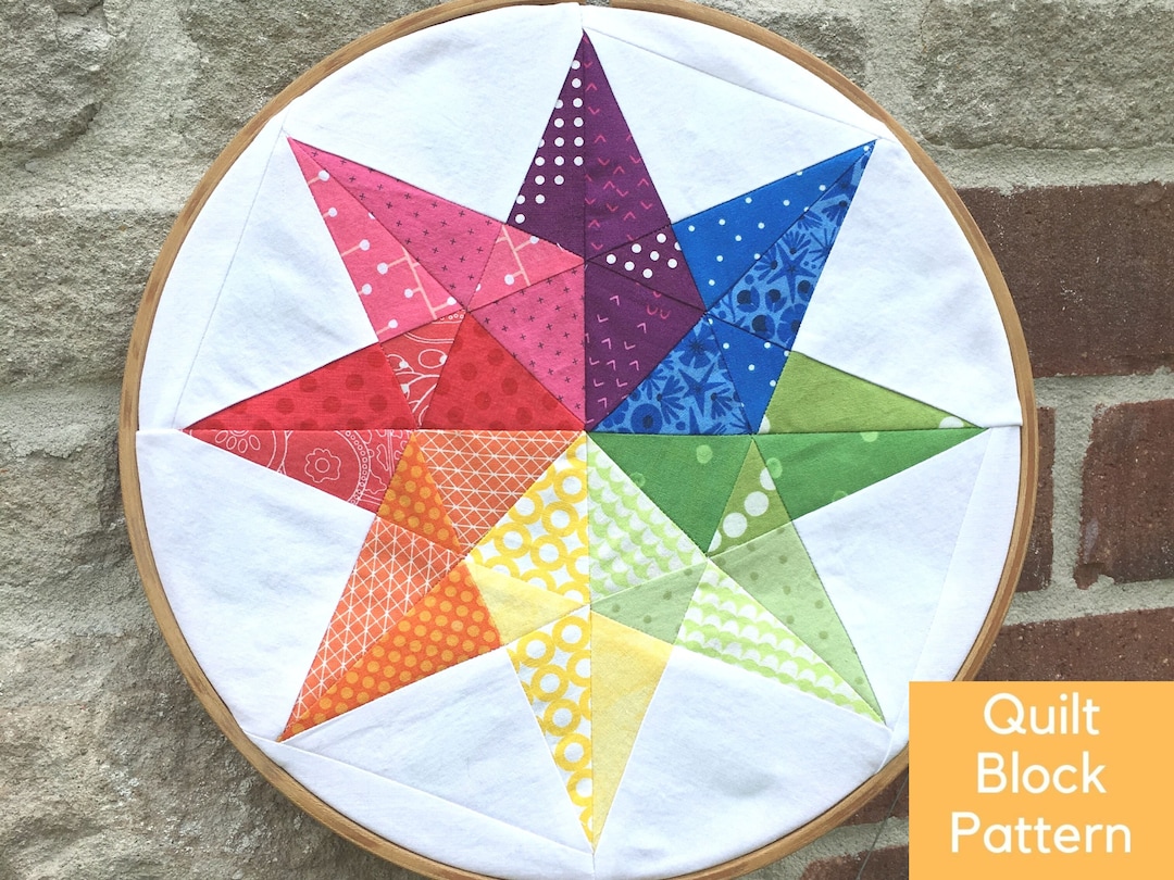 Rainbow Star Quilt Block Pattern: FPP Modern Design (PDF Pattern) - Etsy