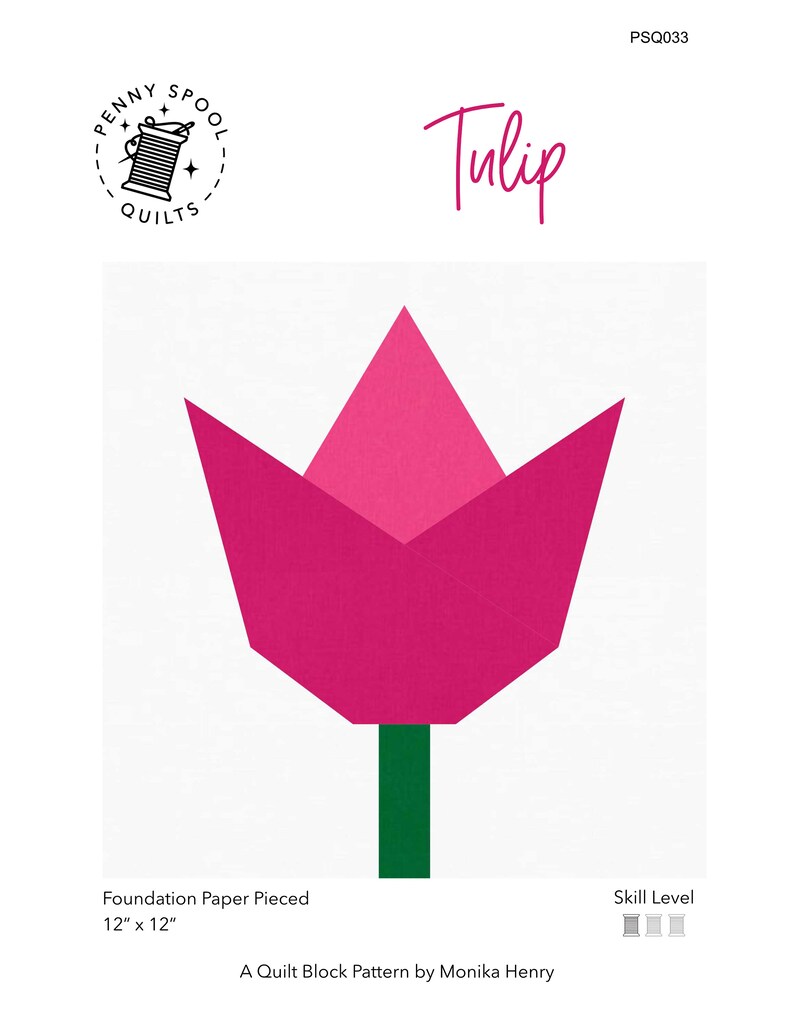 Tulip Quilt Block Pattern: Modern Floral FPP (PDF Pattern) - Etsy