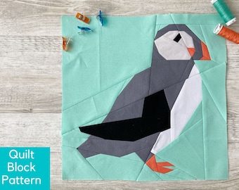 Puffin Foundation Paper Piecing Pattern 12 Quilt Block Pdf Fpp Quilt by ...