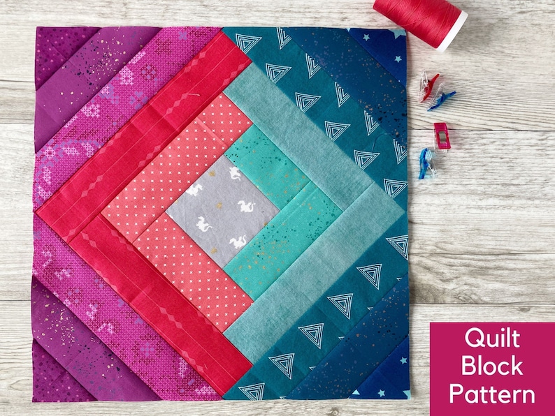 Twisted Log Cabin Quilt Block Pattern Traditional Piecing - Etsy