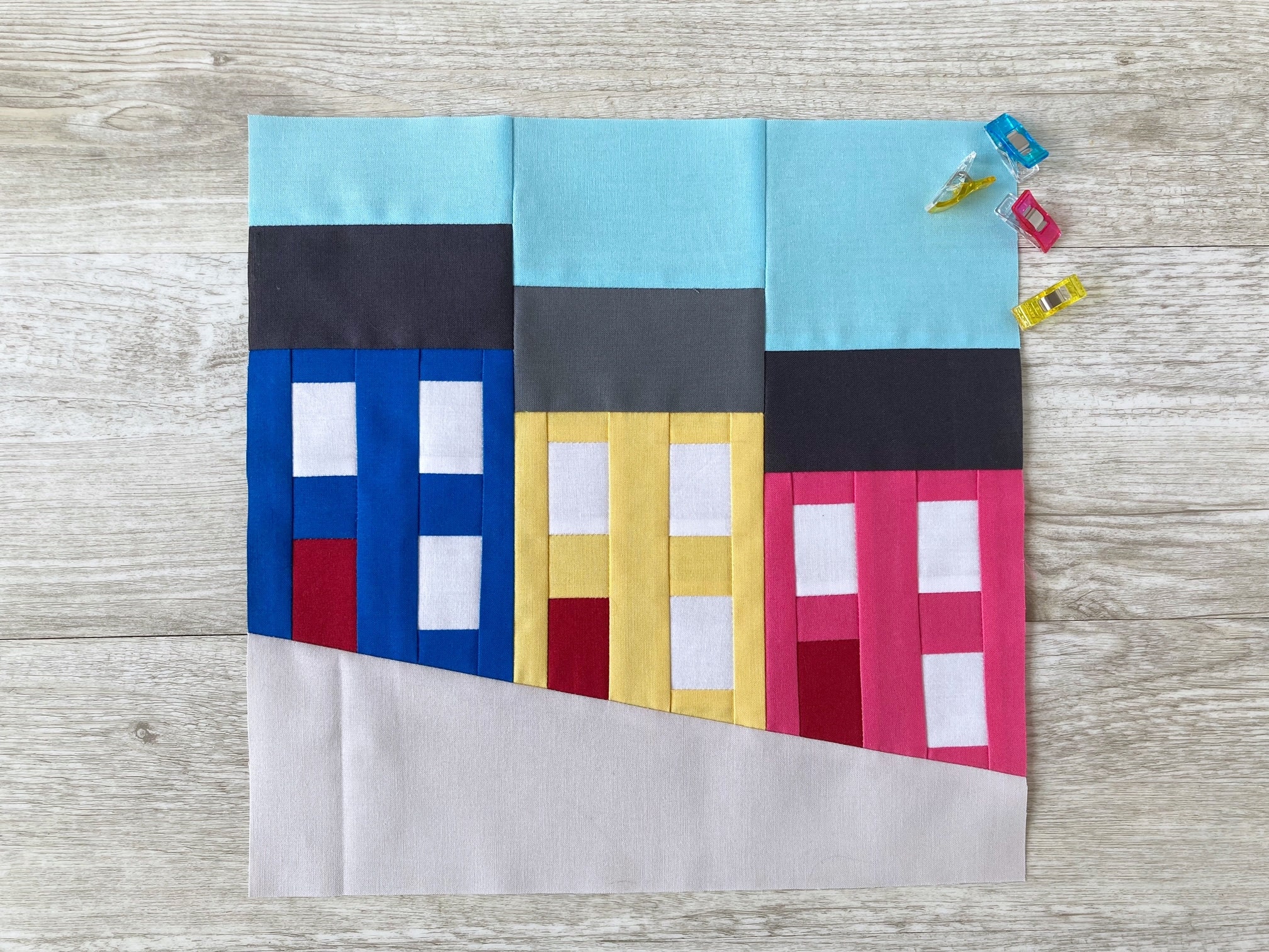 Houses Quilt Block Pattern, Jellybean Row, Modern Village Quilt, City ...