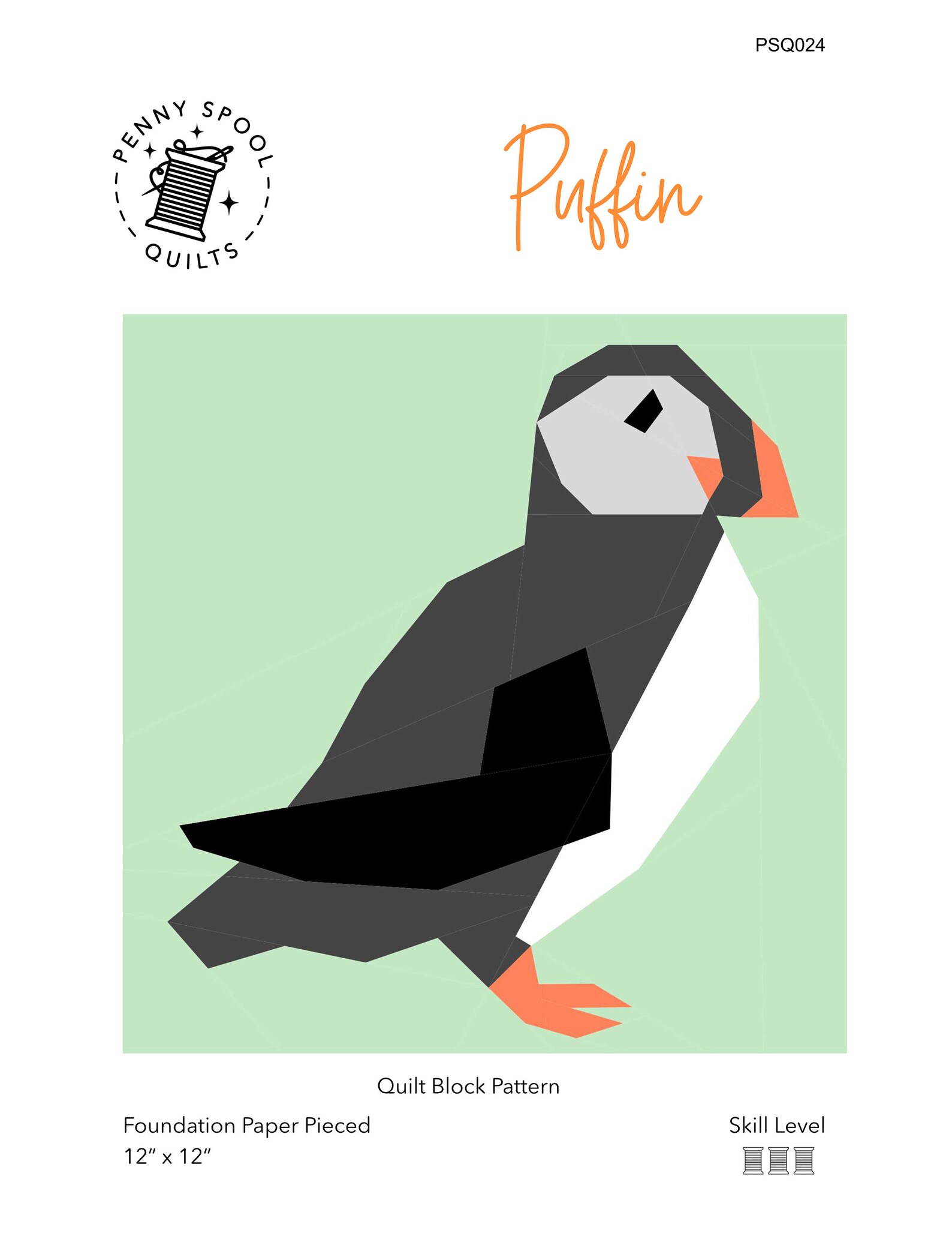 Puffin Quilt Block Pattern Advanced Foundation Paper Piecing - Etsy