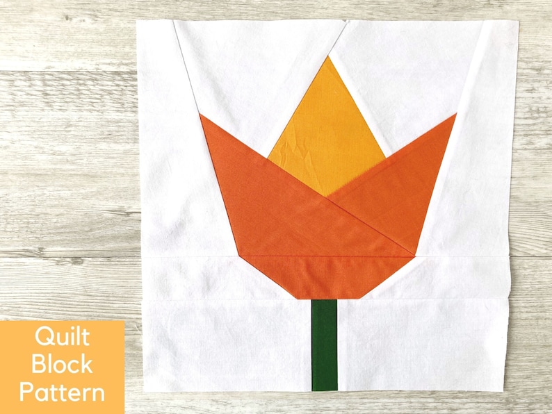 Tulip Quilt Block Pattern, Spring Flower Quilt, Foundation Paper ...