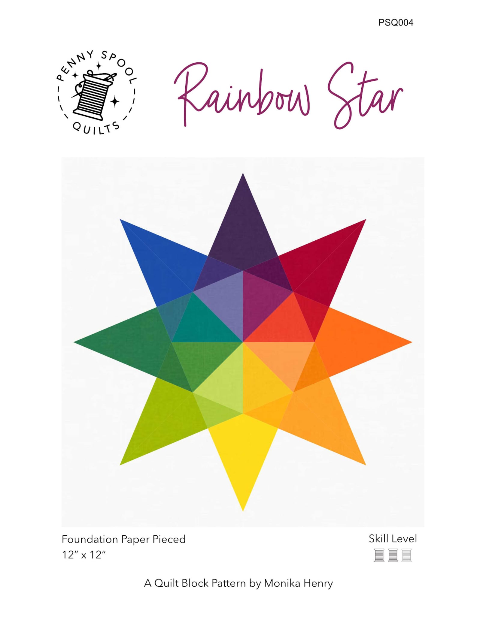 Rainbow Star Quilt Block Pattern: Modern FPP Design (PDF Download) - Etsy