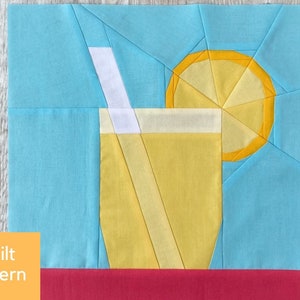 Lemonade Quilt Block Pattern, Cocktail Quilt Block, Foundation Paper ...
