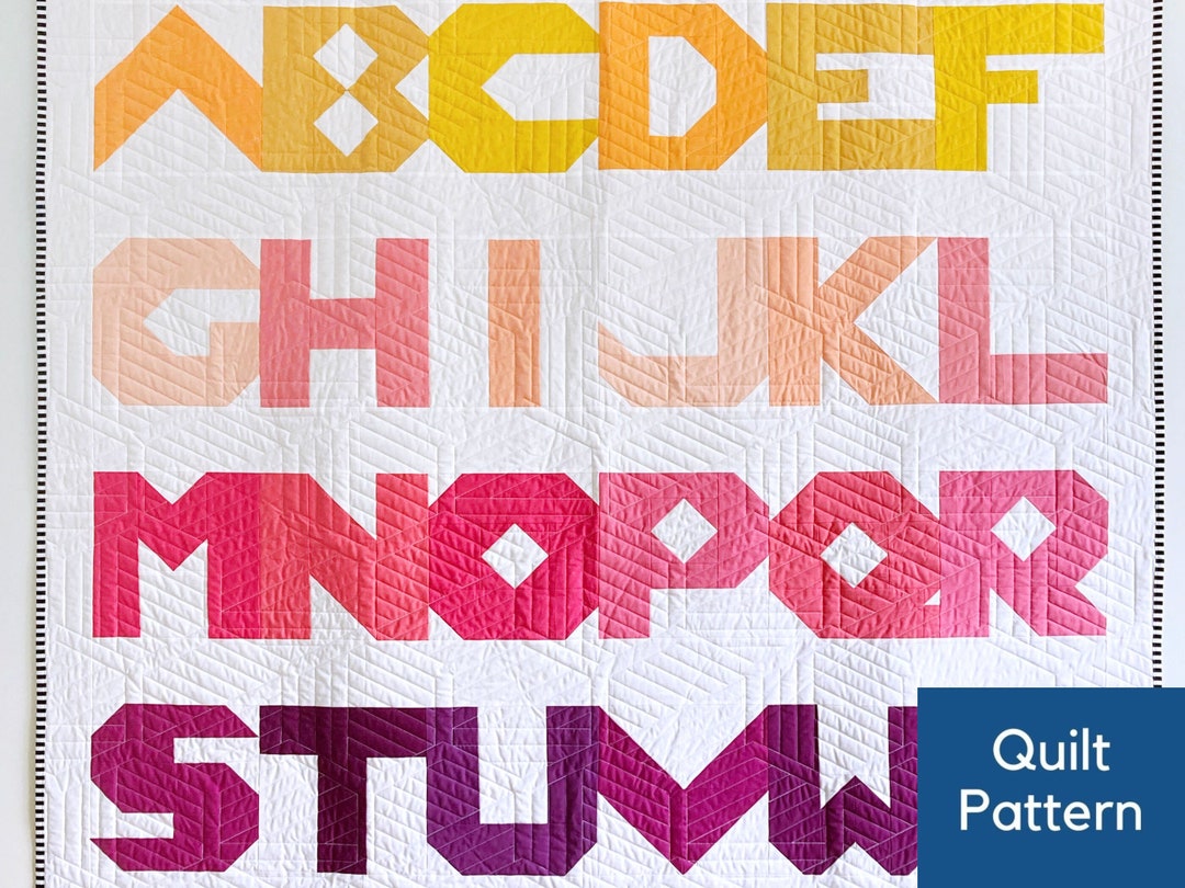 Elemenoquilt - Modern Alphabet Quilt Pattern: Geometric Letter Blocks ...