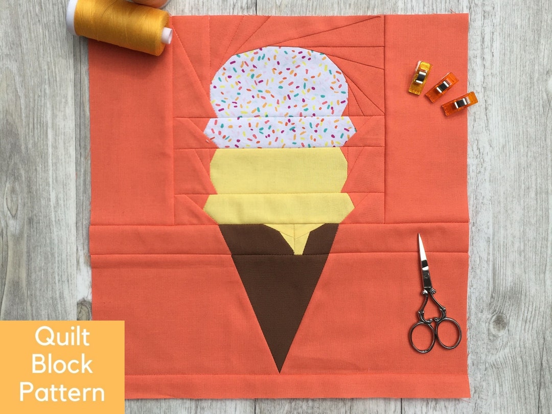 Ice Cream Cone Quilt Block, FPP Block Pattern, Modern Foundation Paper ...