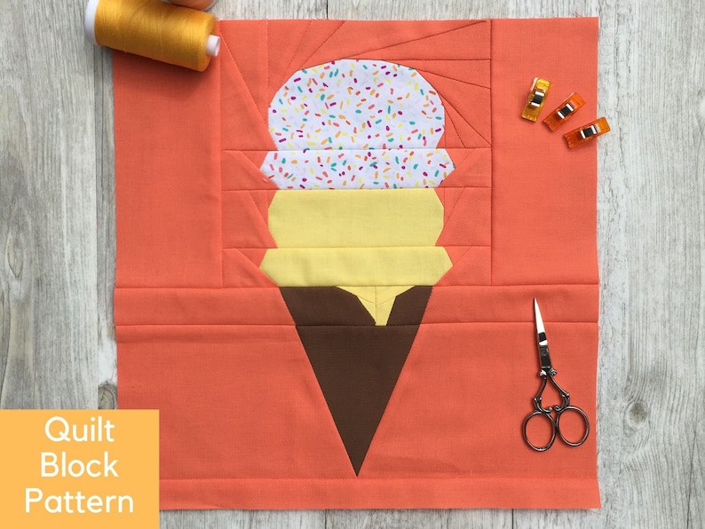 Ice Cream Cone Quilt Block FPP Block Pattern Modern - Etsy