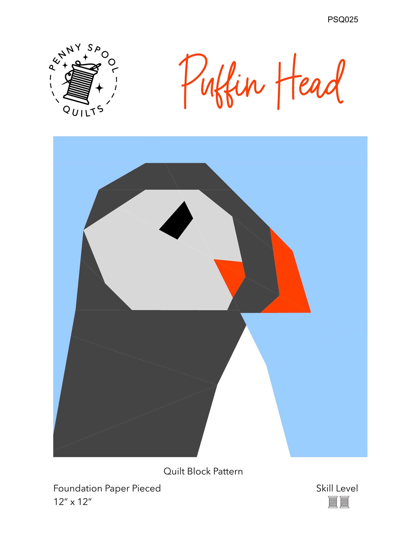 Puffin Head Quilt Block Pattern, Intermediate Foundation Paper Piecing ...
