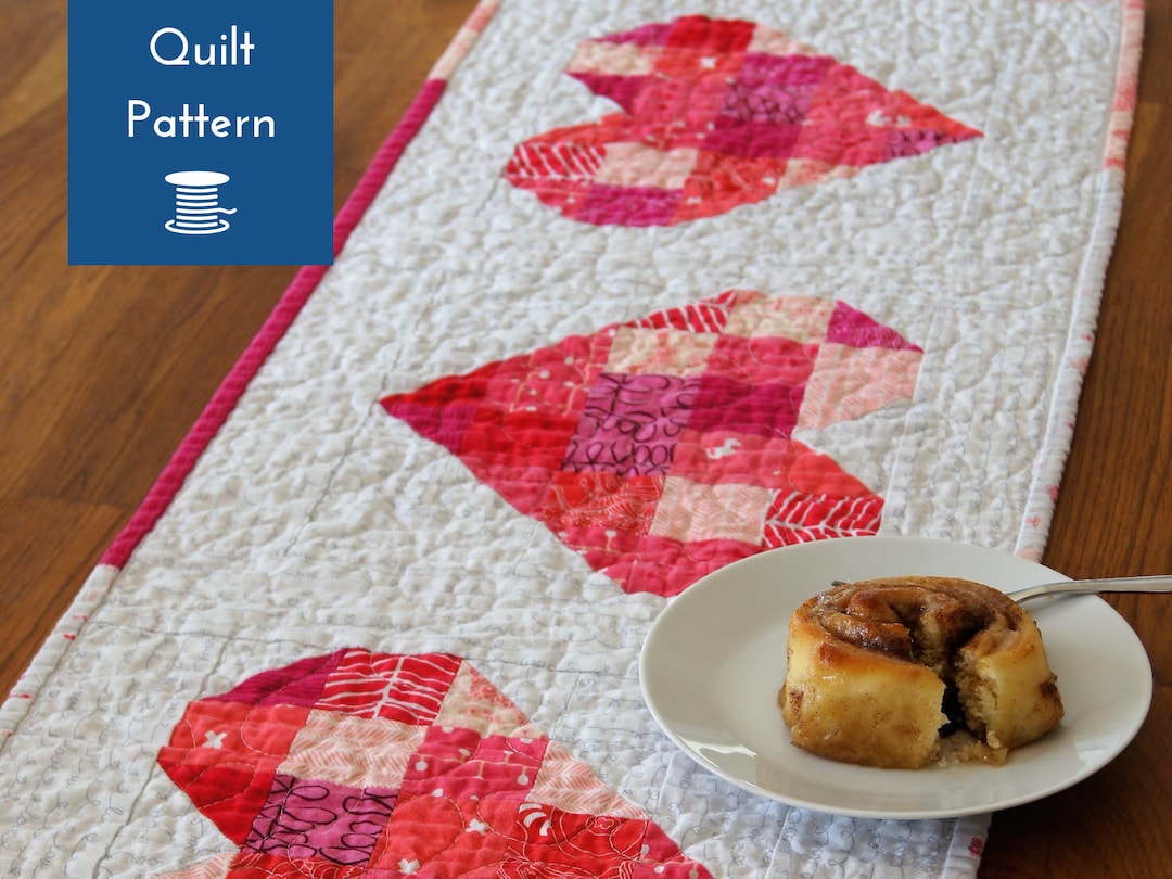 Scrappy Hearts Quilted Table Runner, Tumbled Love Table Runner Pattern ...