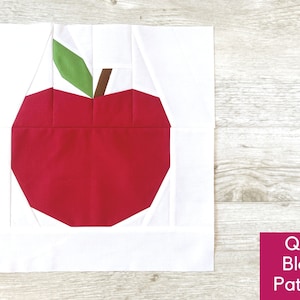 Apple Quilt Block Pattern, Autumn Quilt Block, Beginner Foundation ...