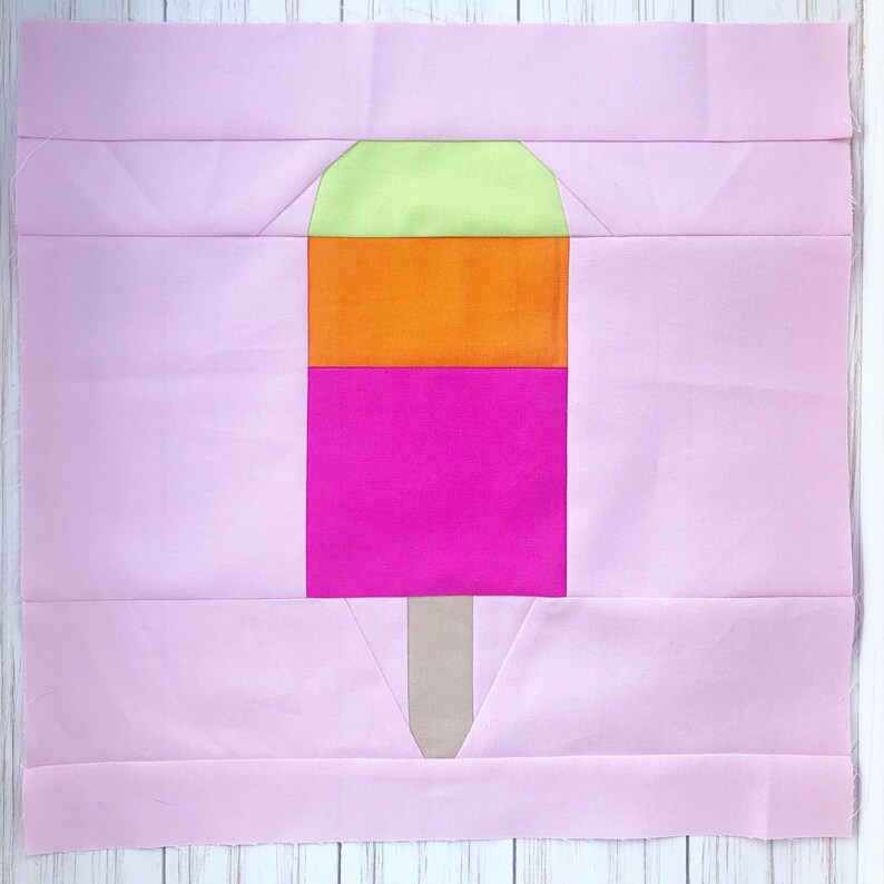 Popsicle No. 1 Quilt Block: Beginner FPP Pattern for Summer Quilts (PDF ...
