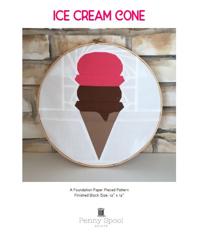Ice Cream Cone Quilt Block FPP Block Pattern Modern | Etsy