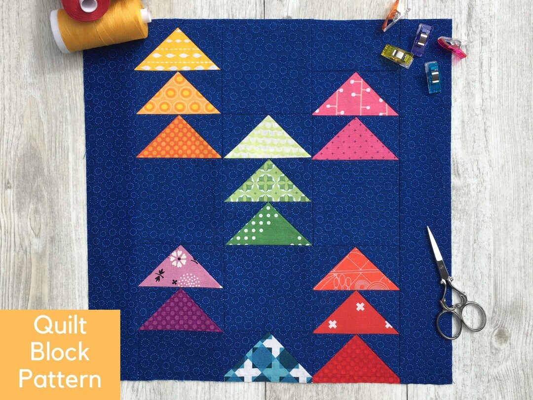 Rainbow Flying Geese Quilt Block Pattern: Mini Flocks FPP (PDF Pattern ...