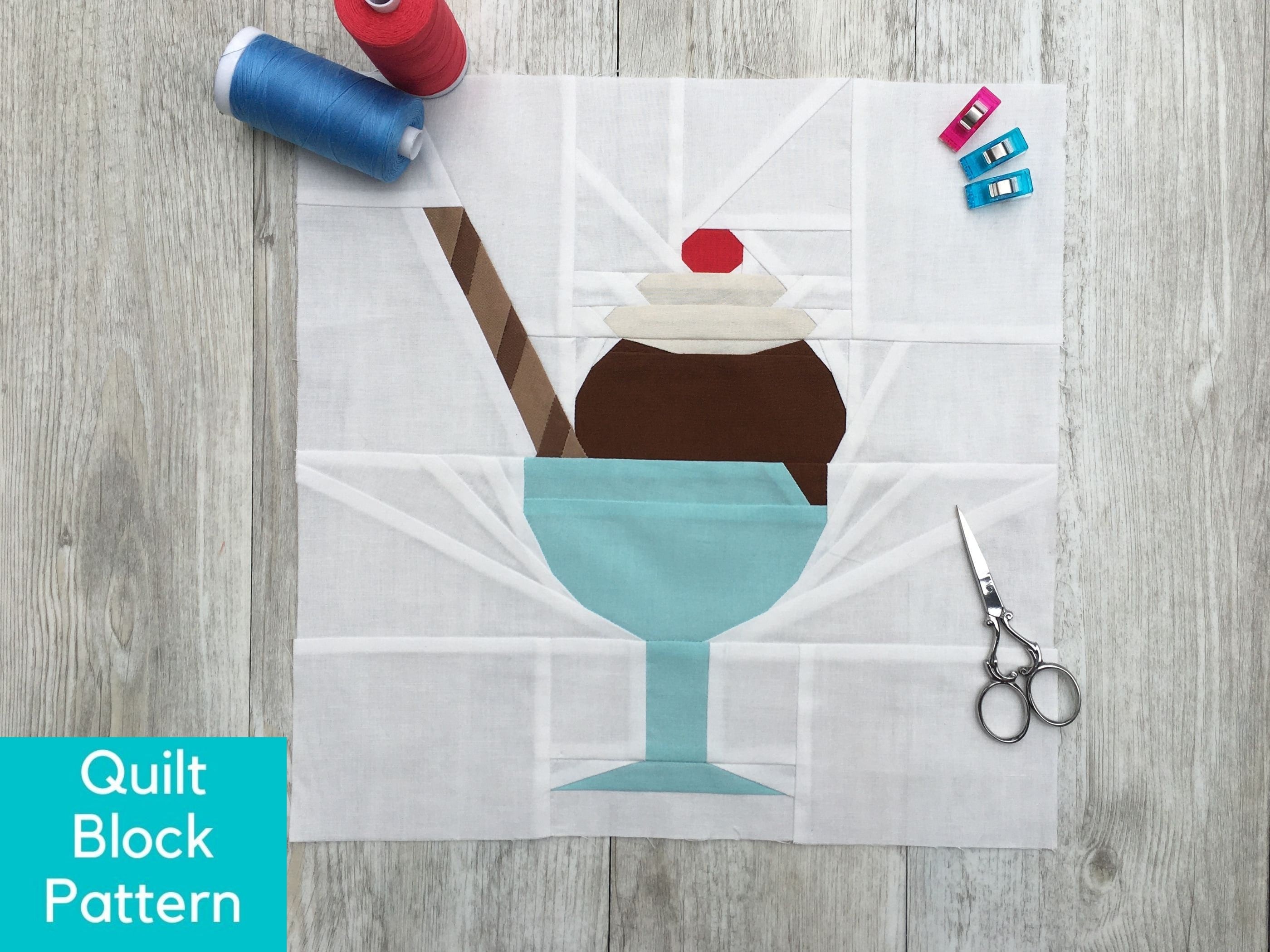 Ice Cream Sundae Quilt Block Modern Quilt Block Foundation | Etsy