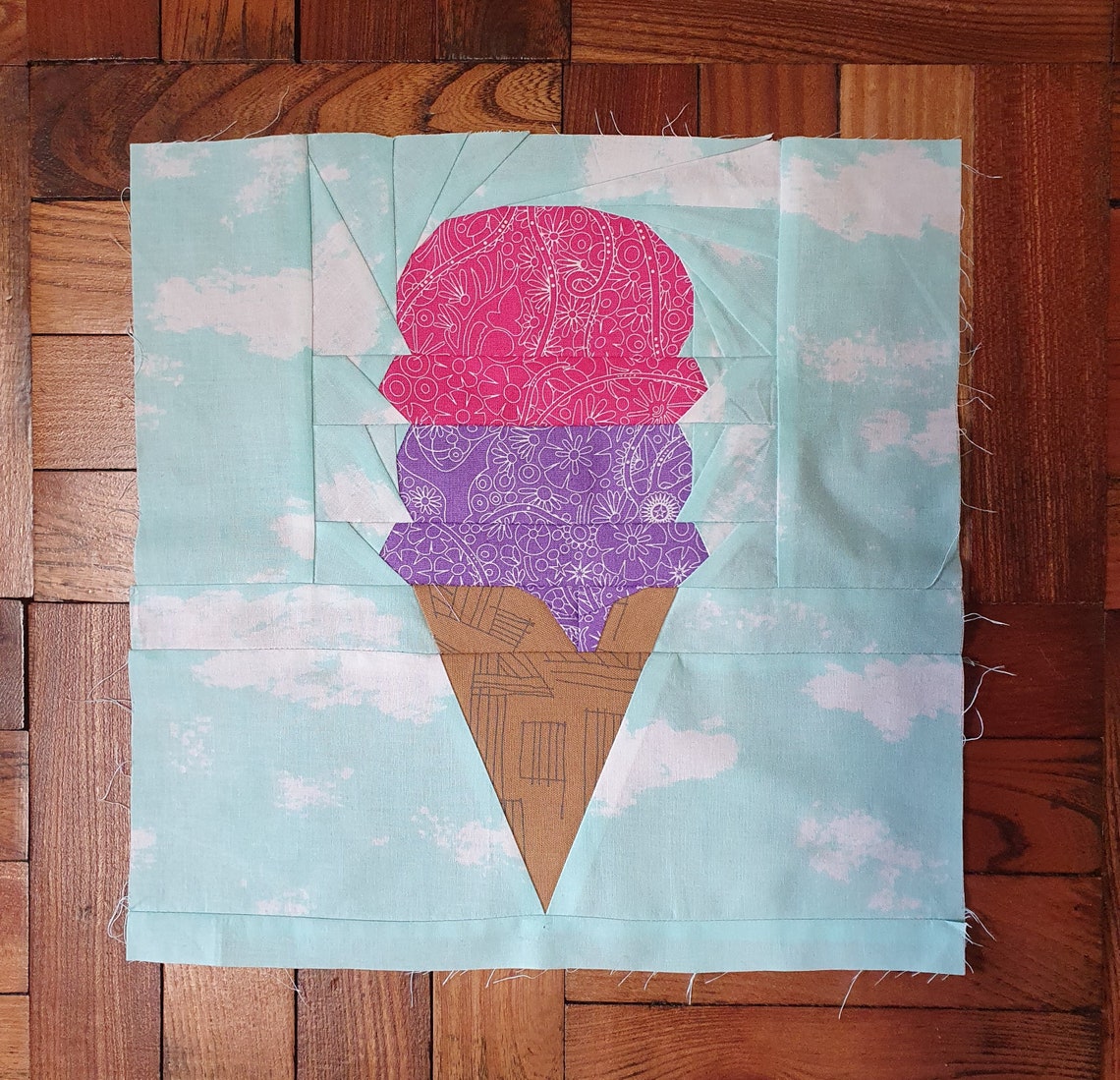Ice Cream Cone Quilt Block FPP Block Pattern Modern - Etsy