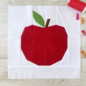 Apple Quilt Block Pattern, Autumn Quilt Block, Beginner Foundation ...