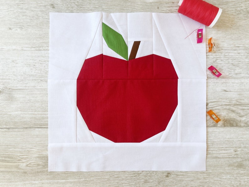 Apple Quilt Block Pattern, Autumn Quilt Block, Beginner Foundation ...