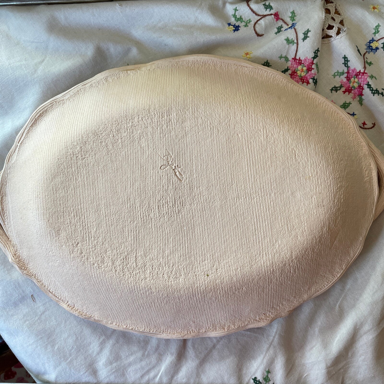 1970s Vtg Brigitte Haag Pottery Clay Platter Bowl Applied Organic ...