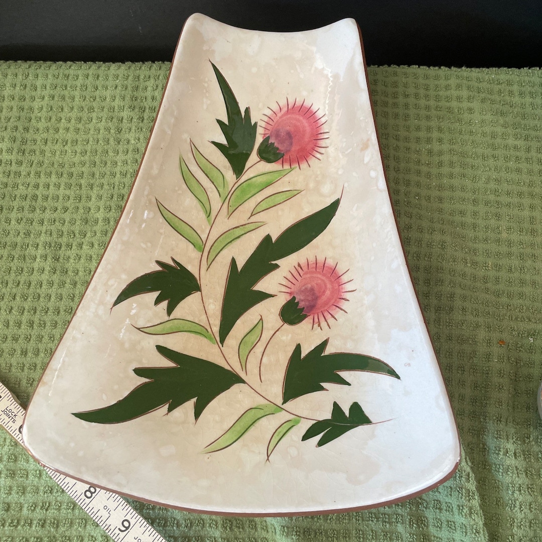 STANGL Pottery Pink Thistle Pickle Dish Imperfect Glaze 11" - Etsy
