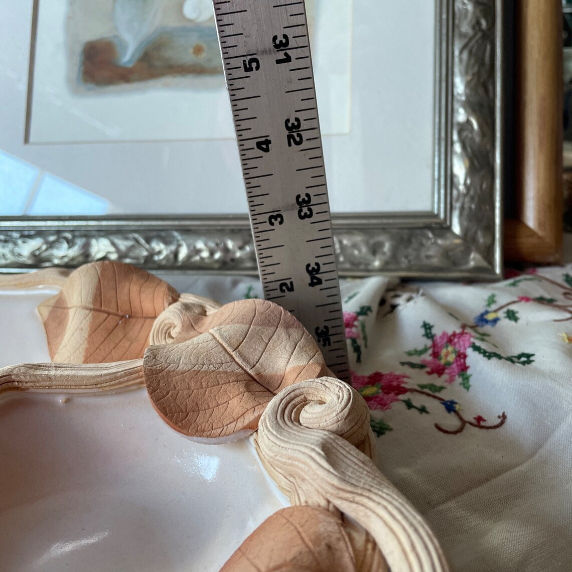 1970s Vtg Brigitte Haag Pottery Clay Platter Bowl Applied Organic ...