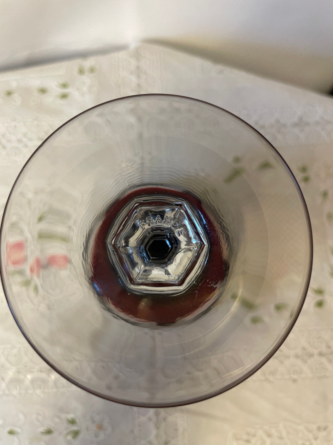 Crystal D'arques Ruby Red Cut to Clear Gothic Arch Clear Stem Wine or ...