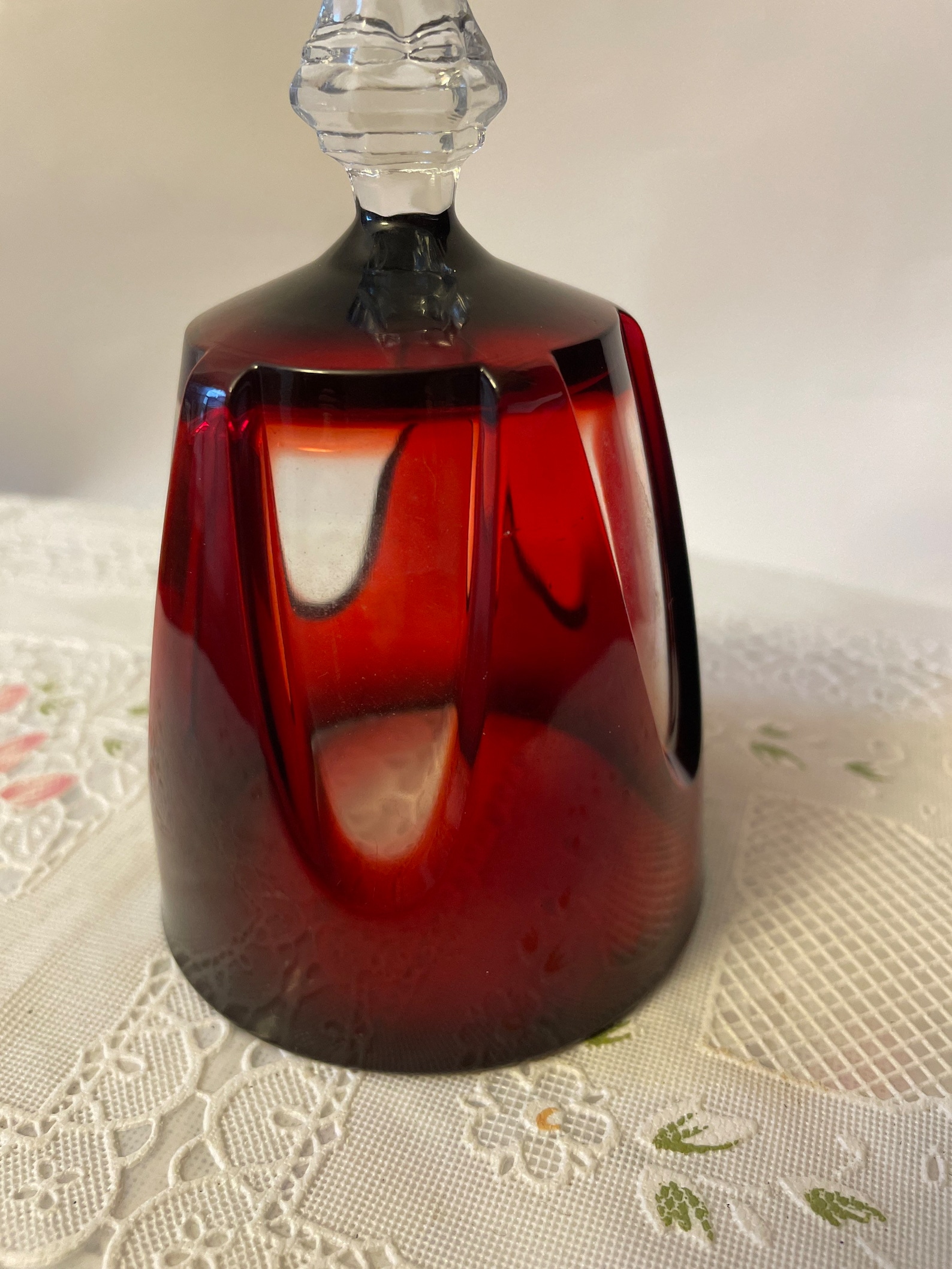 Crystal D'arques Ruby Red Cut to Clear Gothic Arch Clear Stem Wine or ...