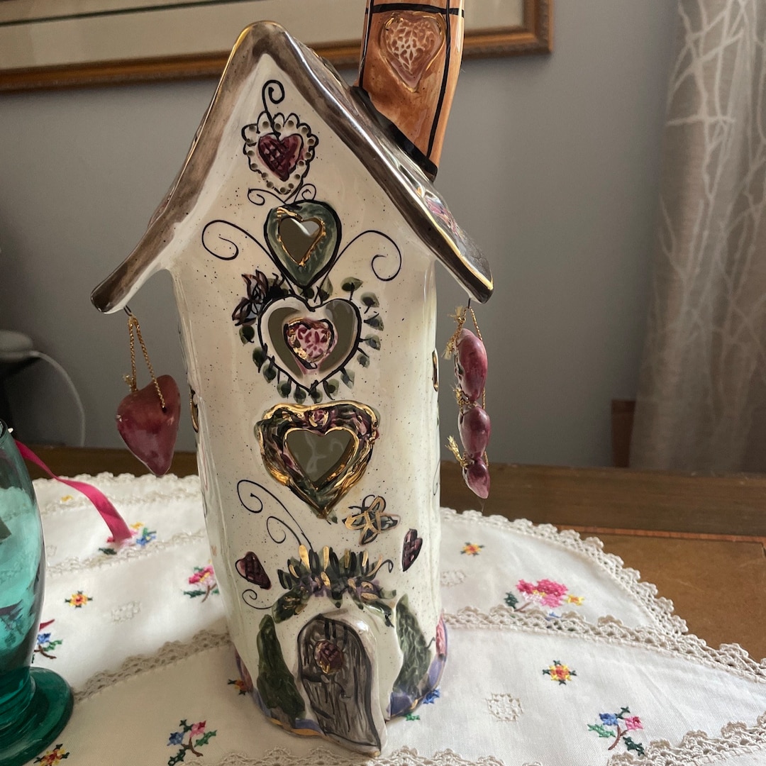 Blue Sky Clayworks Heart House Tea Light Luminary Heather Goldminc 2000 - Etsy