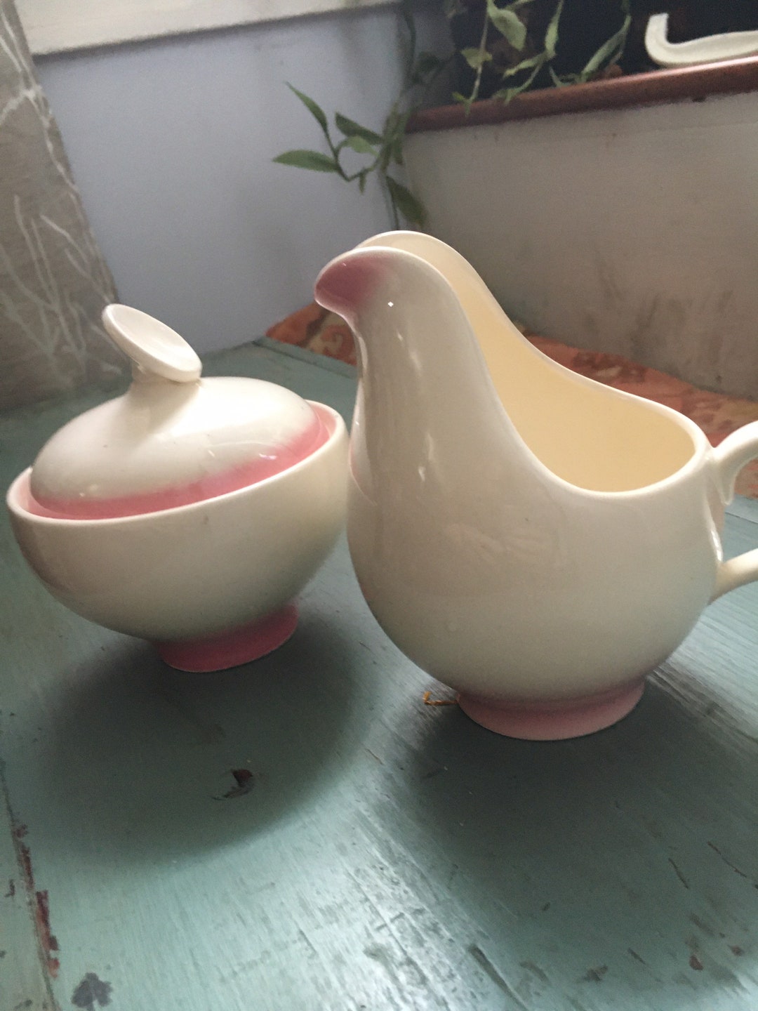 Stetson Vintage Creamer-sugar Bowl Lid *pink Fade Edge M.C.M ...