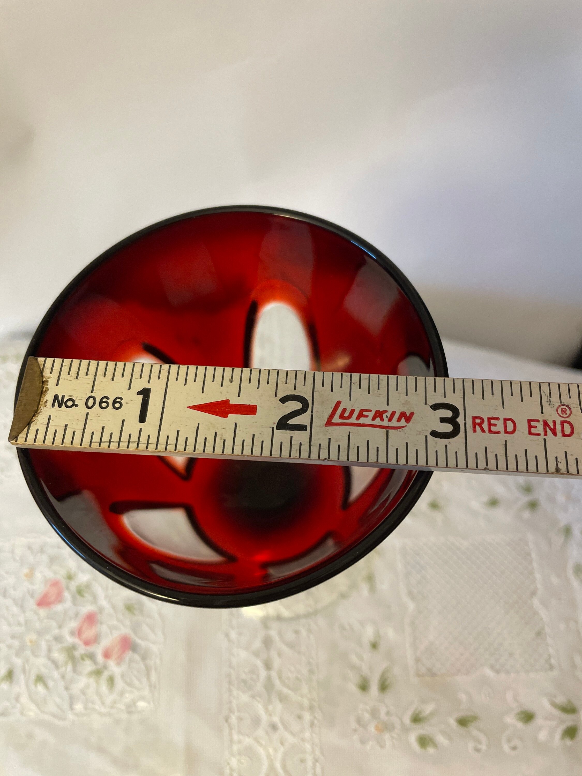 Crystal D'arques Ruby Red Cut to Clear Gothic Arch Clear Stem Wine or ...
