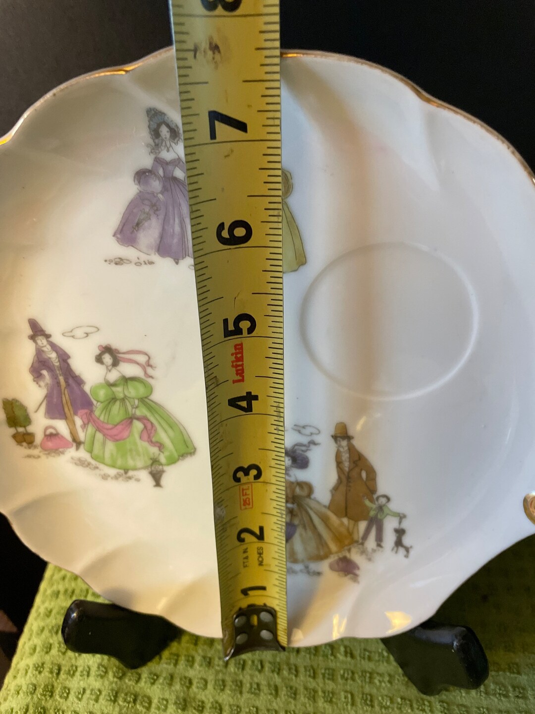 Lefton China Snack Plate Ladies in Victorian Dresses Family Girls Tea ...