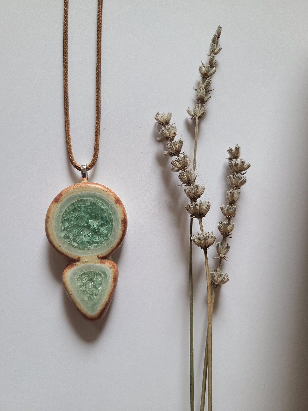 Desert Sky- Stay Present Point of Earth Pendant of Clay and Glass - Etsy