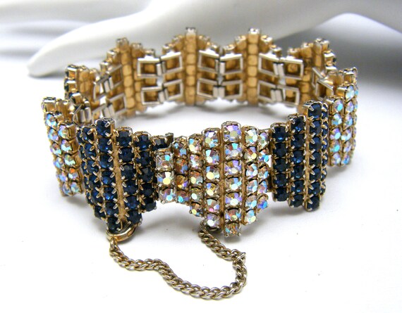 Fabulous High End Rhinestone Bracelet Sapphire Blue A… - Gem