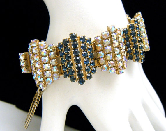 Fabulous High End Rhinestone Bracelet Sapphire Blue A… - Gem
