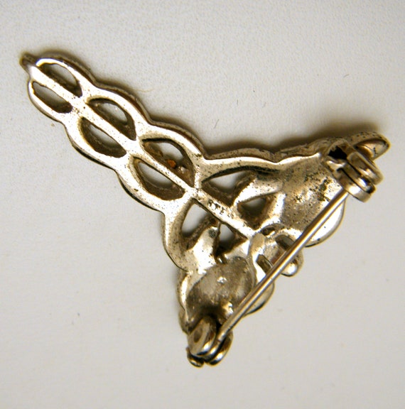 Art Deco KTF Trifari Rhinestone Caduceus Pin Silver T… - Gem