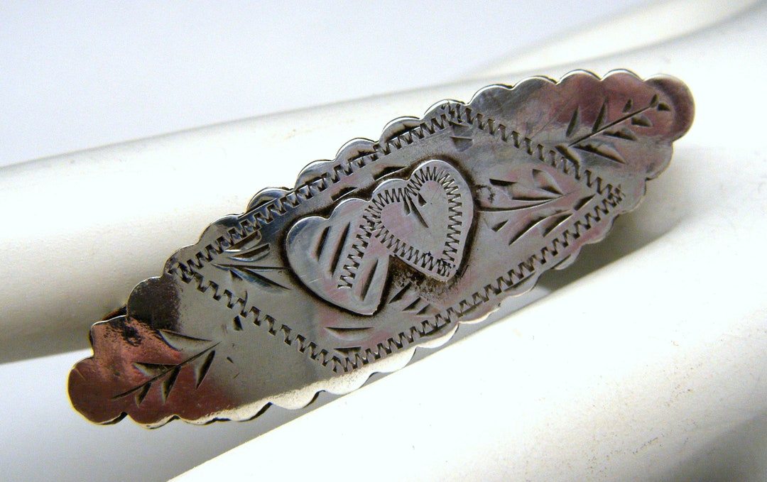 Antique Sterling Silver Love Token Pin Chased Heart Design 1804 ...