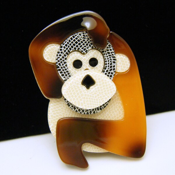 Monkey Brooch - Etsy