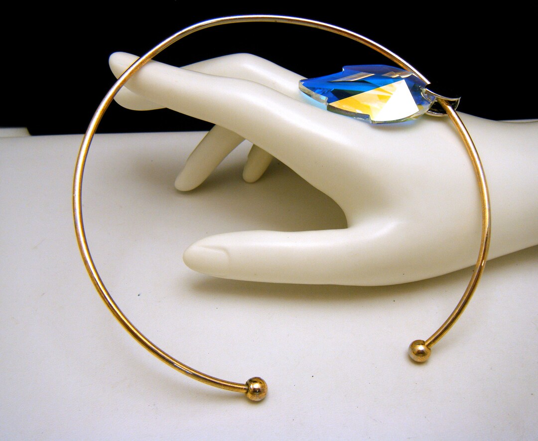 Gorgeous Vintage Flame Crystal Rhinestone Pendant Mixed Metal Torque ...