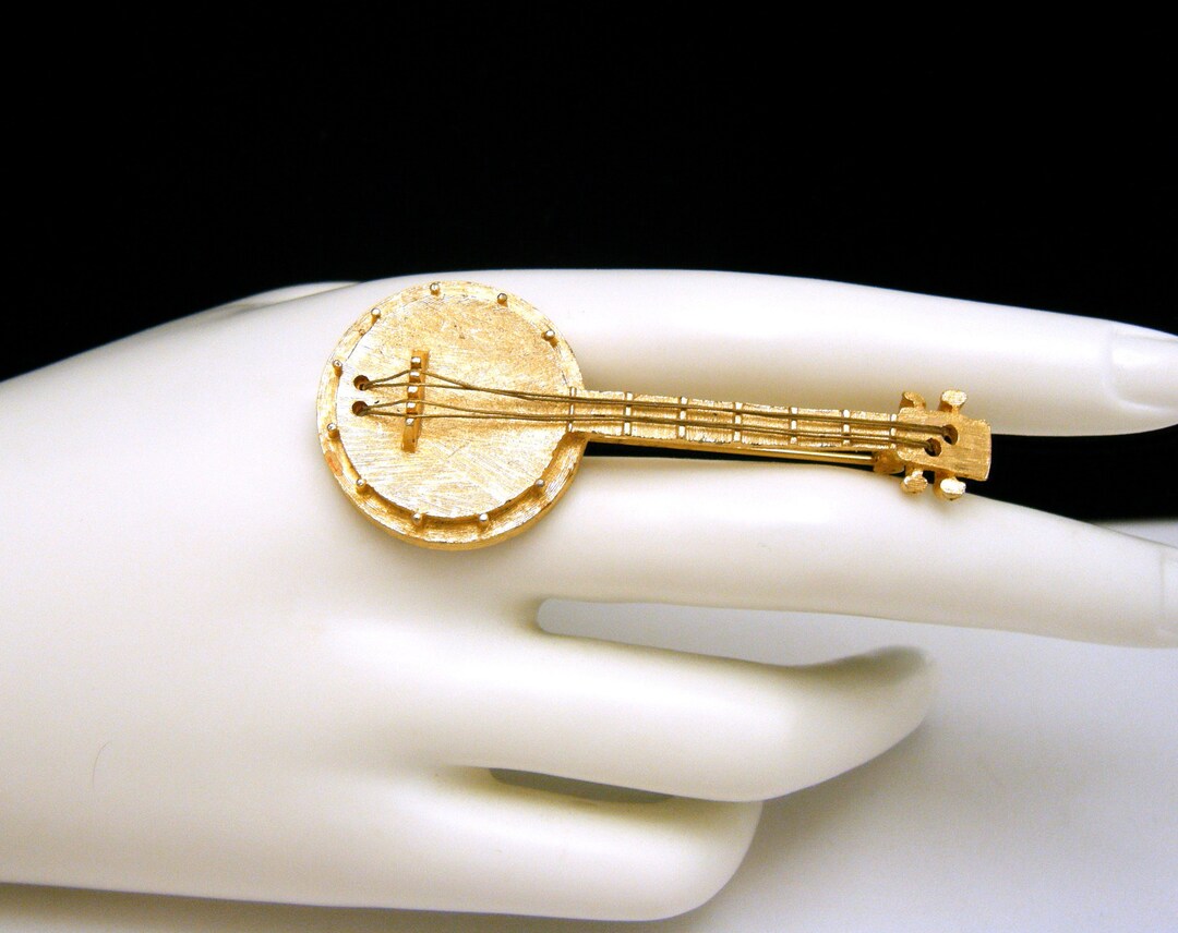 Vintage Figural Banjo Mandolin Wire Strings Gold Tone Brooch - Etsy